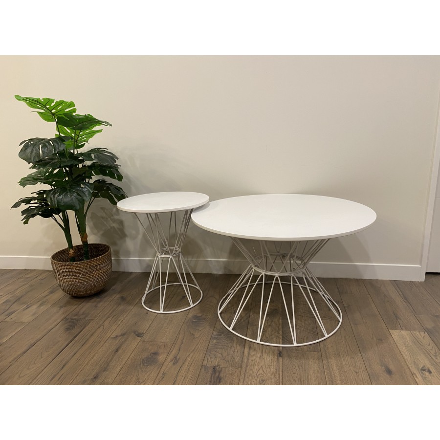 coco white round coffee table set